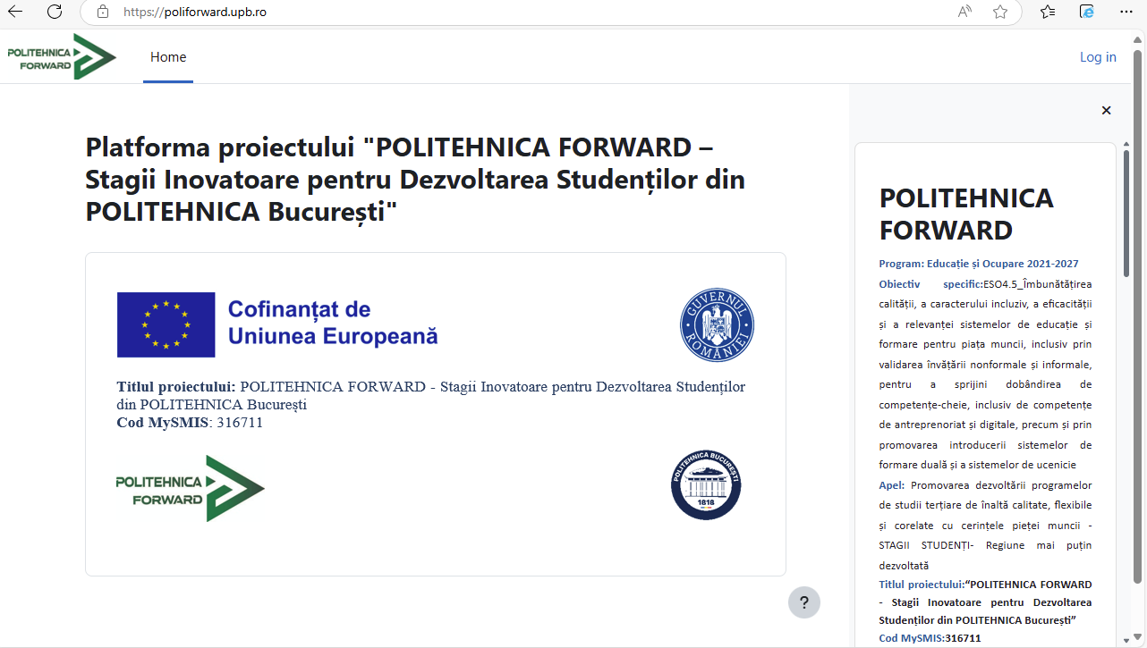 În pagina de login apăsați butonul albastru UPB Login și autentificați-vă pe platformă cu adresa ...